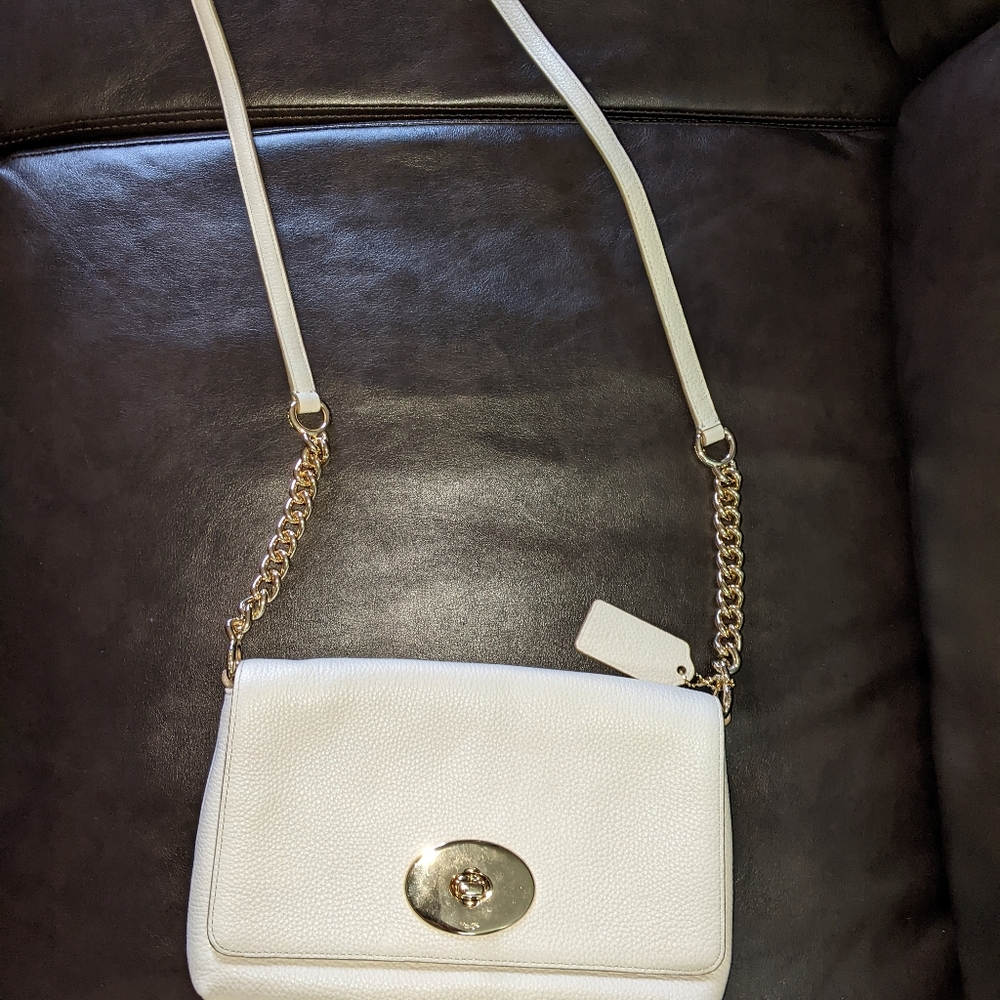 Coach Ivory Crossbody Leather Bag - Gem